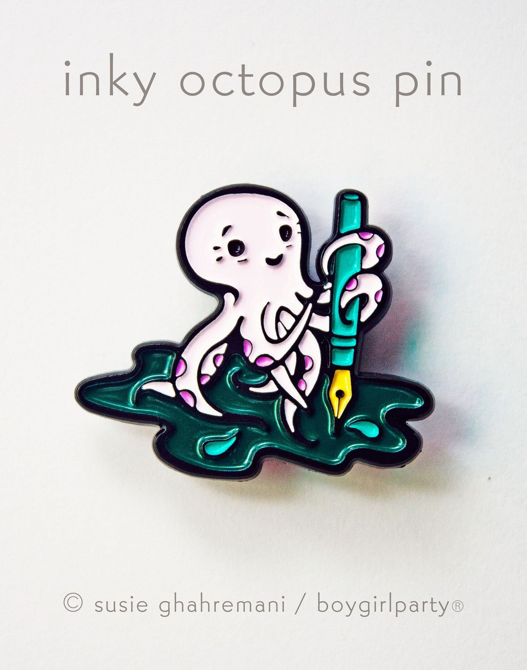 Octopus Ink Enamel Pin — Fountain Pen Enamel Pin — Octopus Pins for ...