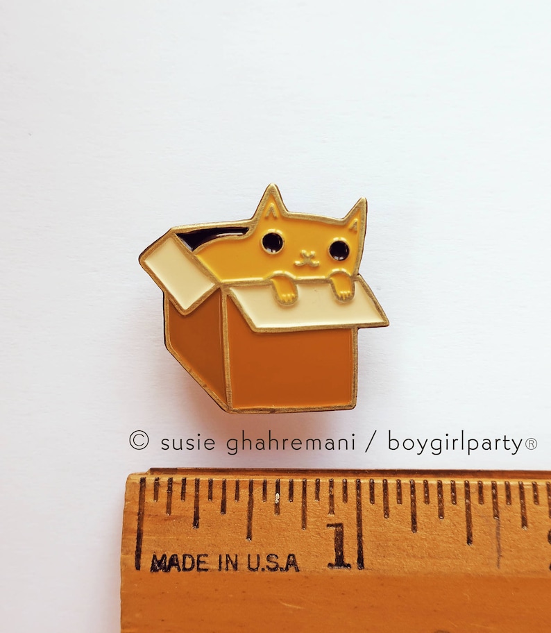 Box Cat Pin Kawaii Enamel Cat Pin Funny Enamel Pins Cat - Etsy