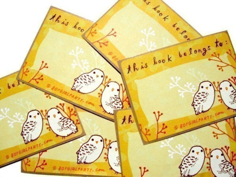 Bookplate Stickers ex Libris owl Book Labels for Teachers | Etsy