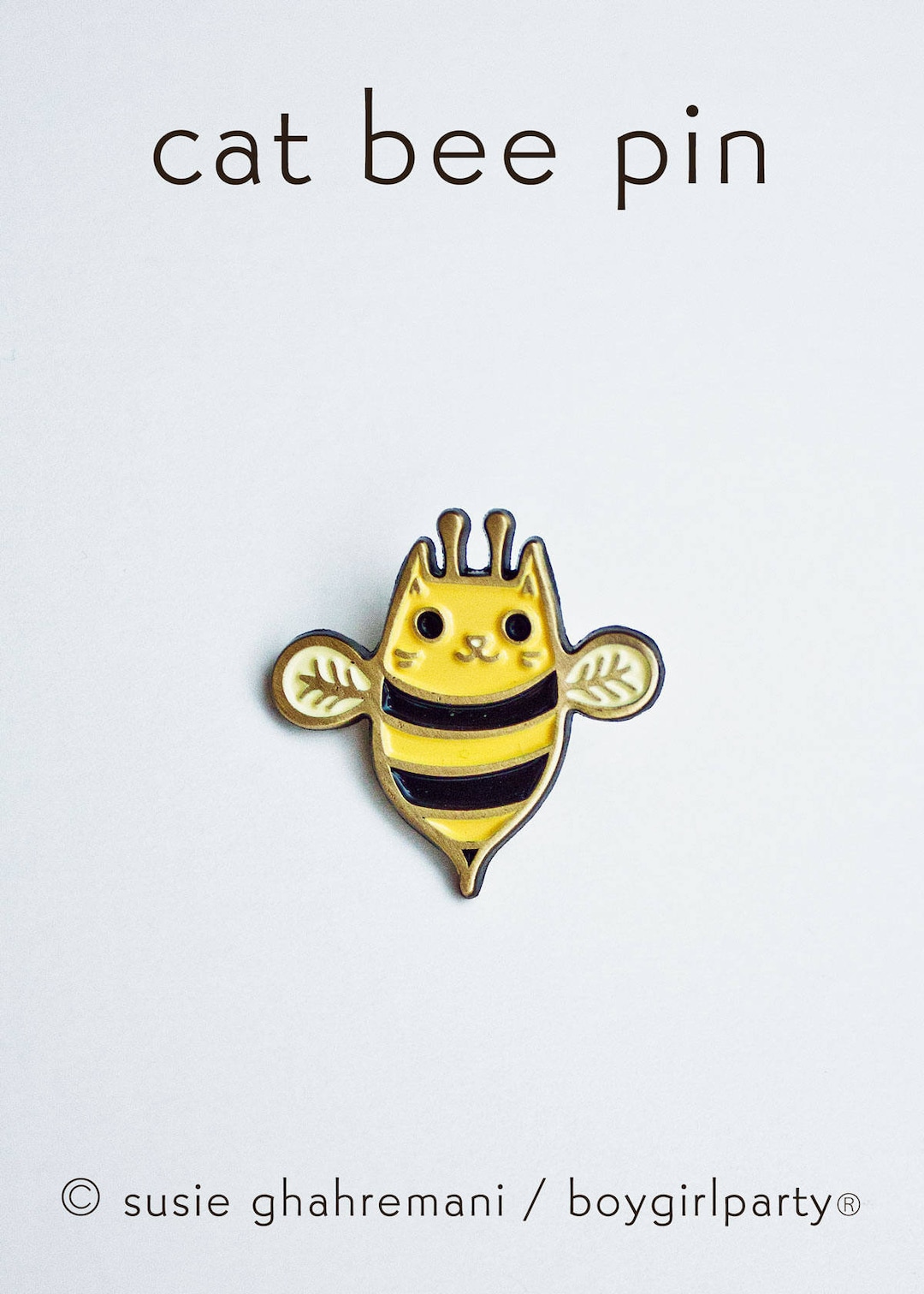 Enamel Pin CAT BEE Cat Pin -- Bee Pins -- Honey Bee Brooch -- Bumble ...