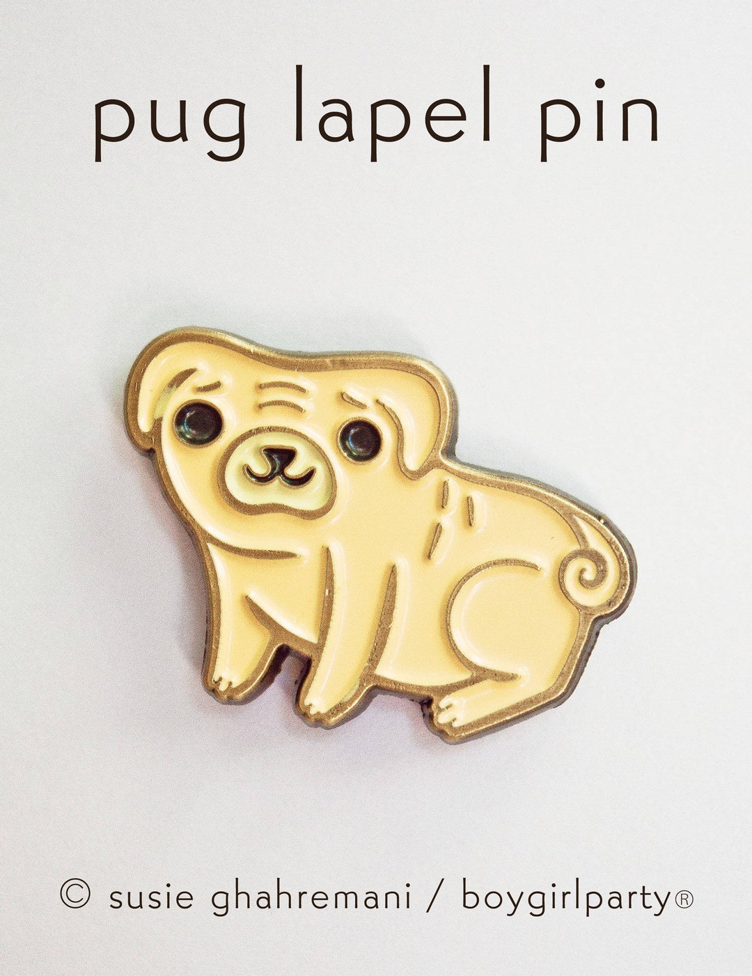 Cute PUG PIN -- Gift for Pug Lover -- Soft Enamel Pin / Pug Lapel Pin ...