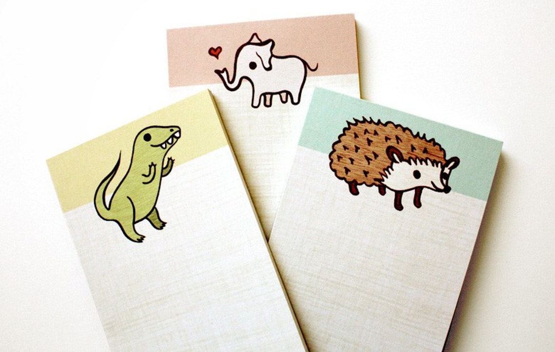 Cute Woodland Animal Notepad Kawaii Illustrated Note Pad - Etsy