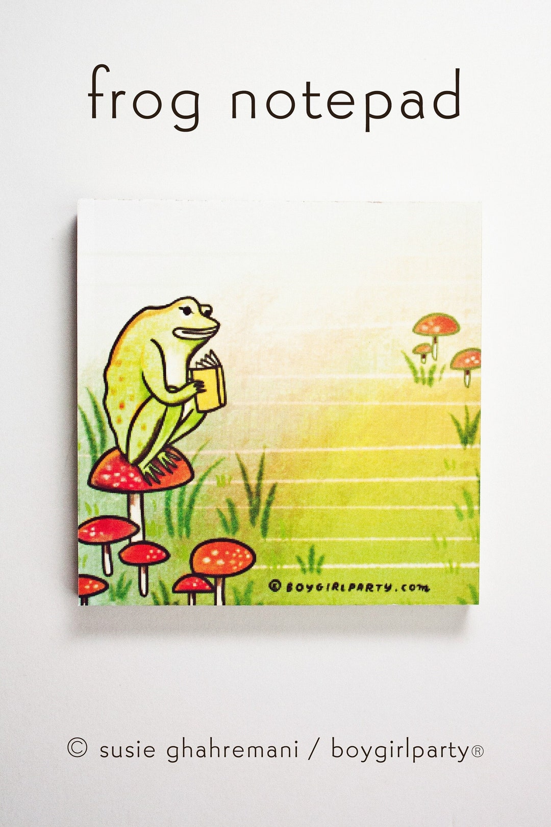 Cute Frog Notepad by Boygirlparty — Reading FROG Gift — Cottagecore ...
