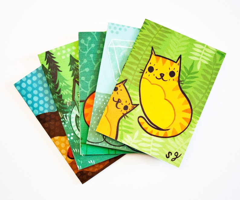 CAT CARD SET -- Cat Greeting Cards Set -- Cat Notecards -- Blank ...