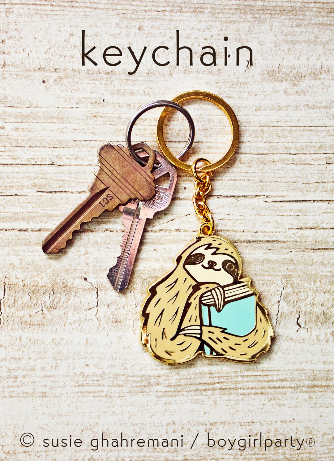 Book Lover Keychain — Sloth Keychain — Bookish Gifts — Literary ...