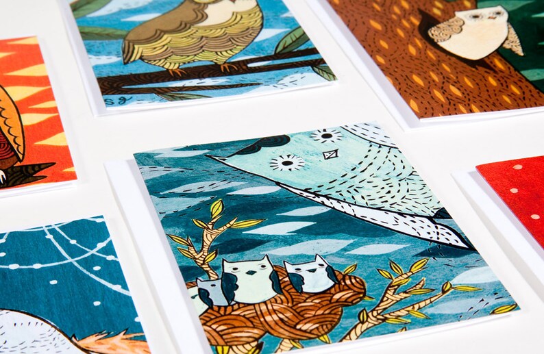 OWL NOTE CARDS Set Notecards Owl Illustrations Art Greeting - Etsy