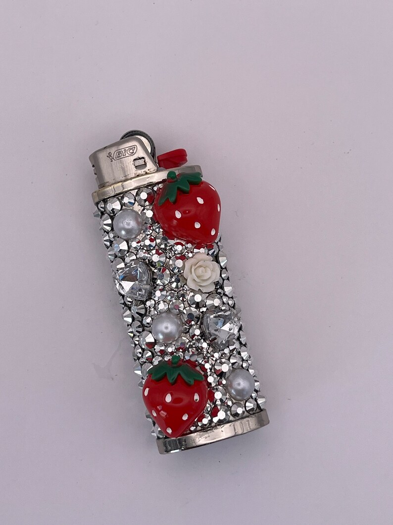 Bedazzled Lighter Case, Y2k Aesthetic. Strawberry Bedazzled Lighter ...