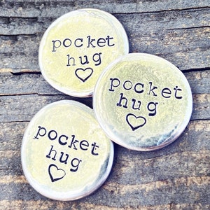 Pocket Hug Token - Pewter Personalized Coin / I Love You Reminder Stone ...