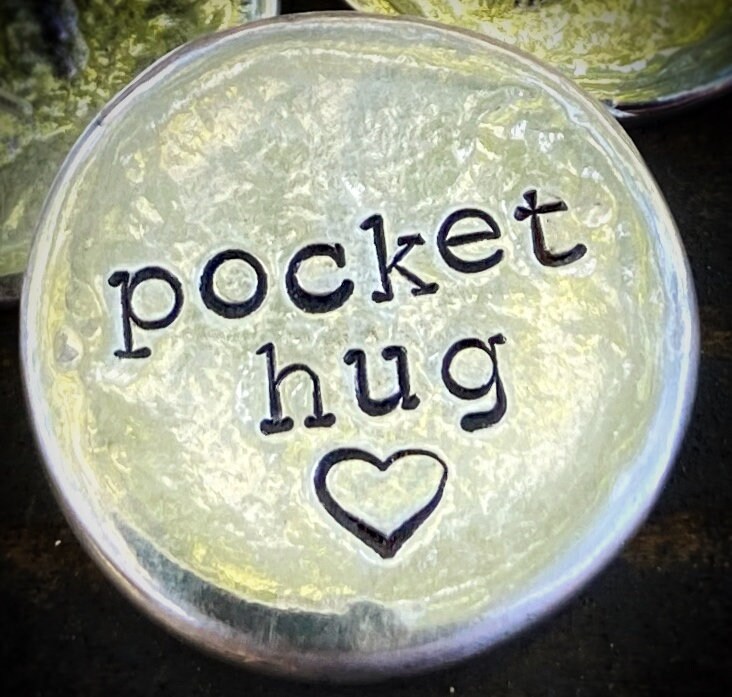 Pocket Hug Token - Pewter Personalized Coin / I Love You Reminder Stone ...