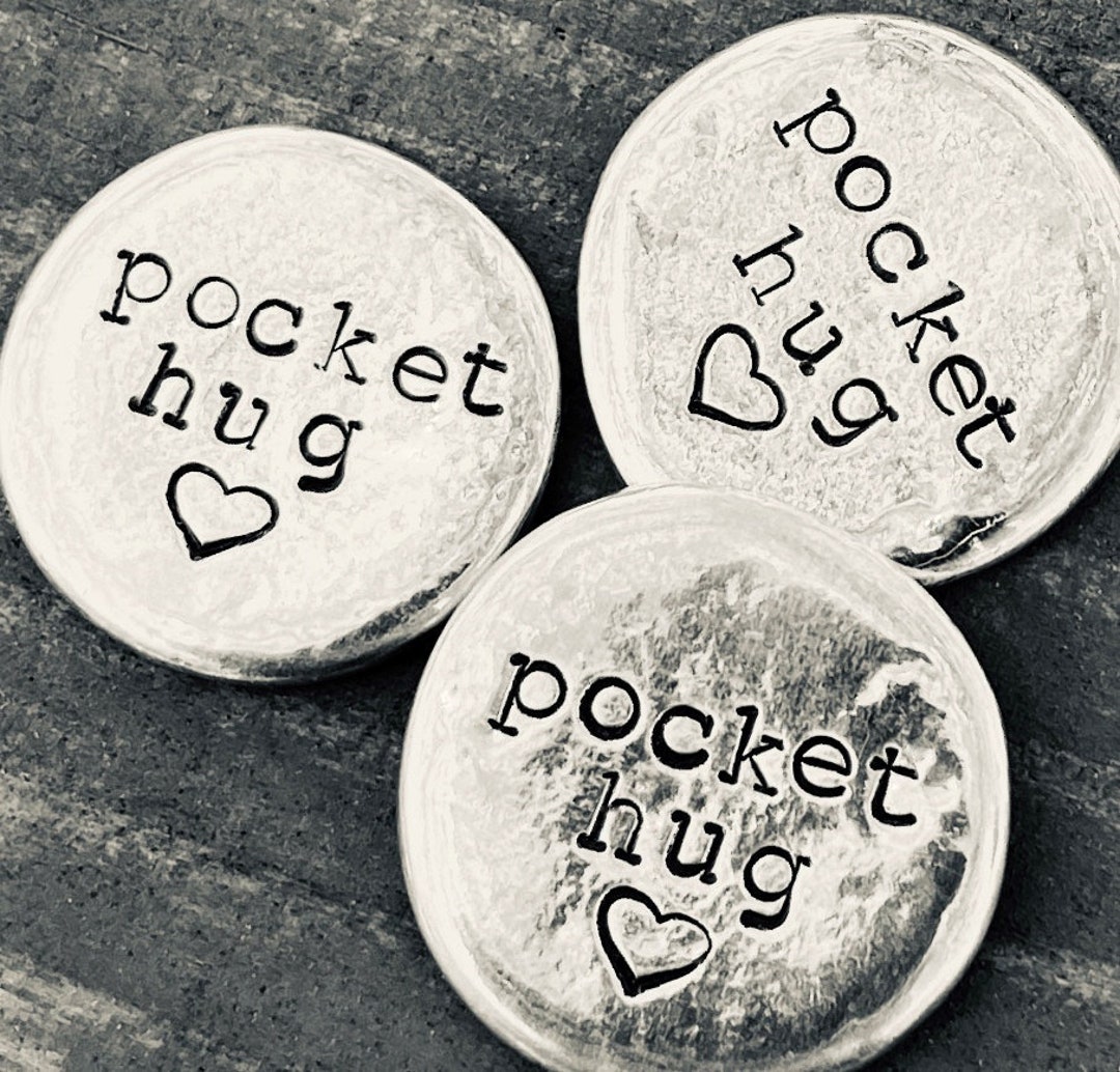 Pocket Hug Token - Pewter Personalized Coin / I Love You Reminder Stone ...