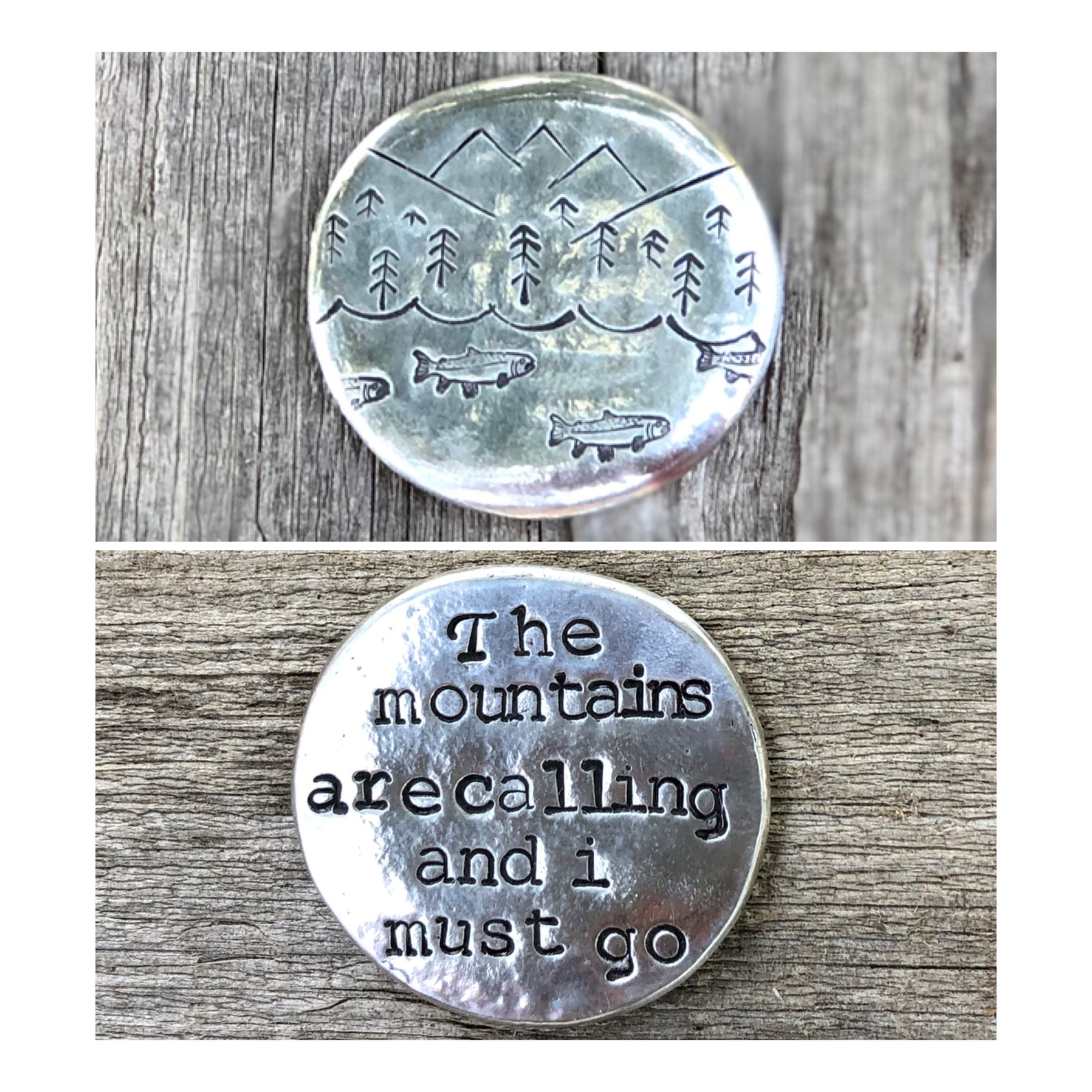 Custom Coin - Fishing Mountain/ Personalize Pocket Token Gift Idea ...