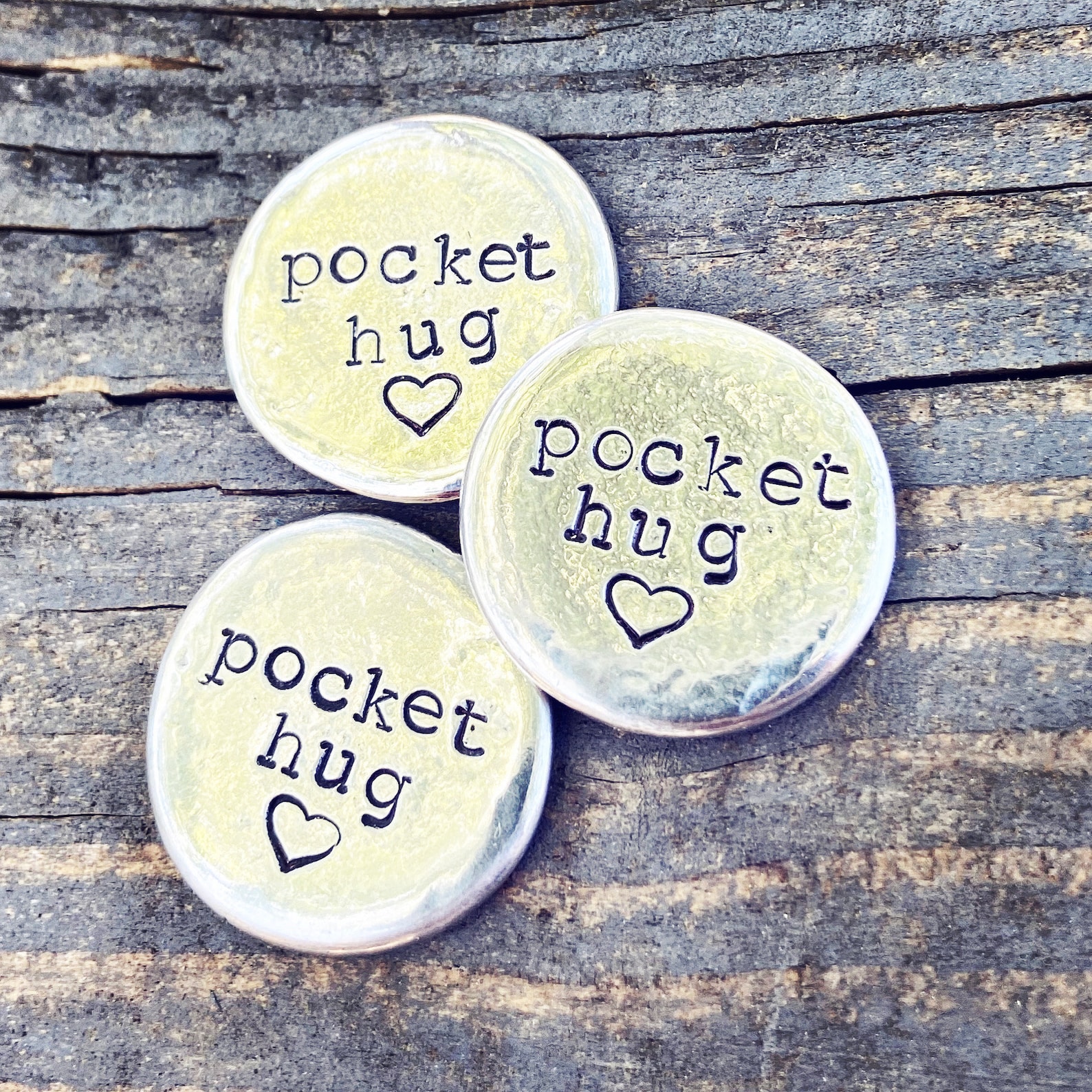 Pocket Hug Token - Pewter Personalized Coin / I Love You Reminder Stone ...
