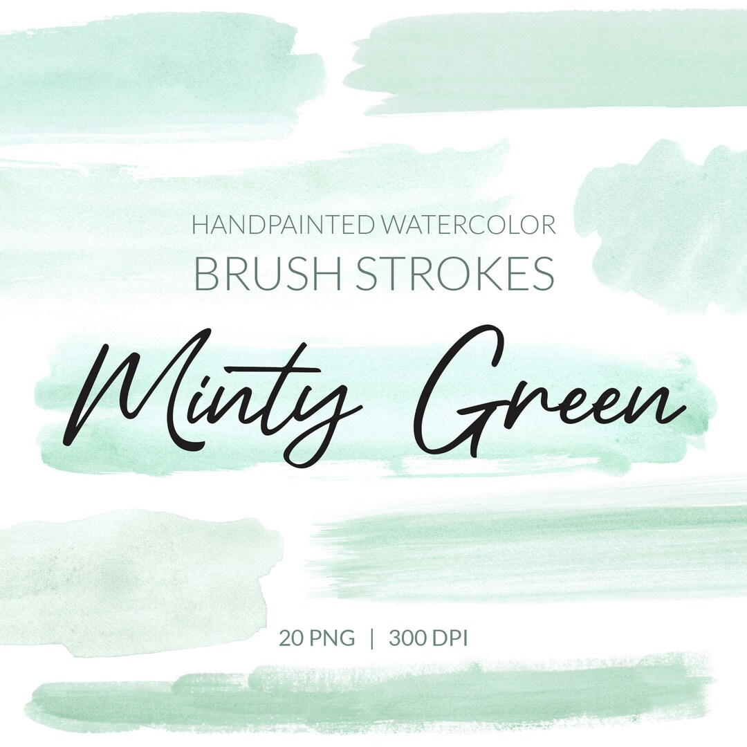 Watercolor Mint Green Brush Strokes Clipart | 20 Transparent Png ...