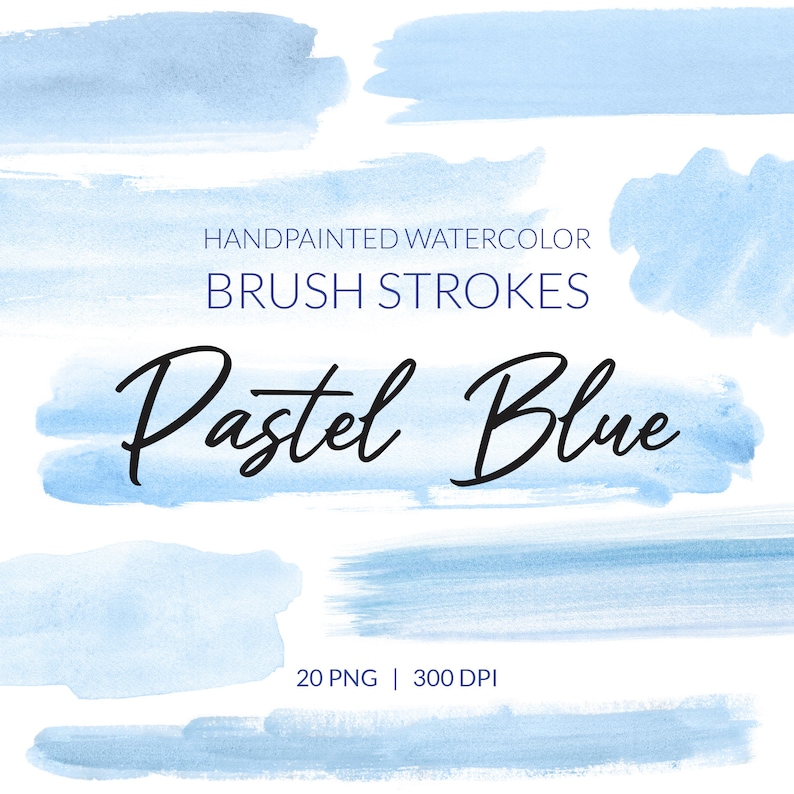 Watercolor Pastel Blue Brush Strokes Clipart | 20 Transparent Png ...