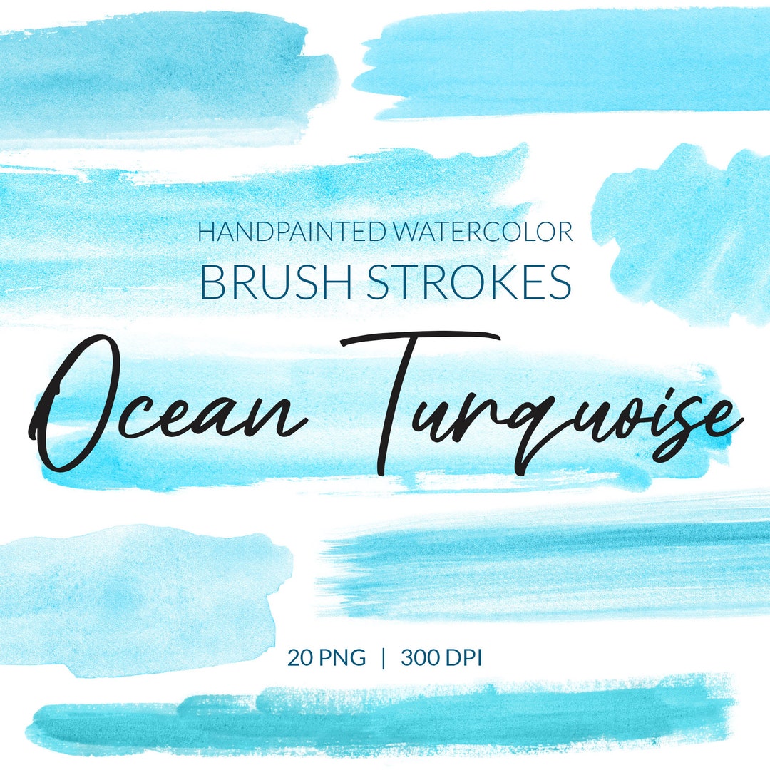 Watercolor Turquoise Brush Strokes Clipart | 20 Transparent Png ...