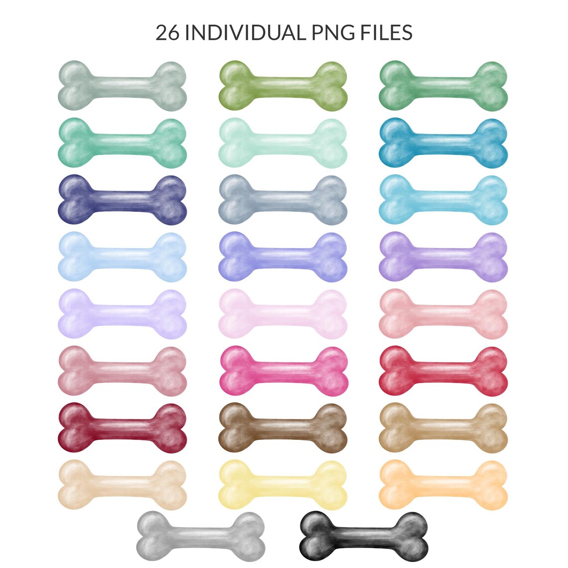 26 Dog Bone PNG Clipart, Dog Bone Shape, Digital Watercolor Dog Bone ...