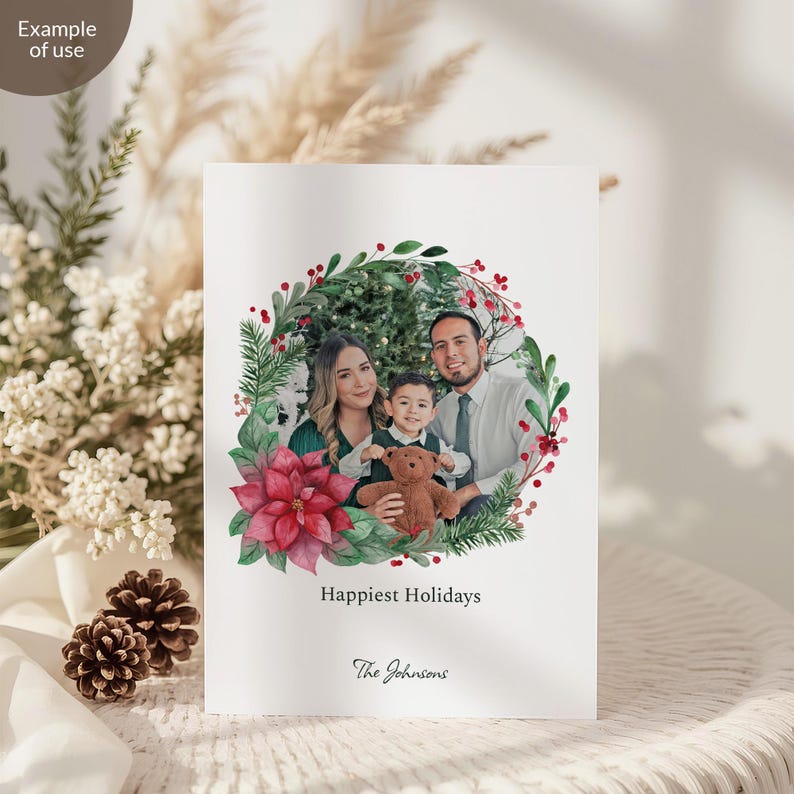 Poinsettia Wreath PNG, Winter Floral and Berries Circle Frame Clipart ...