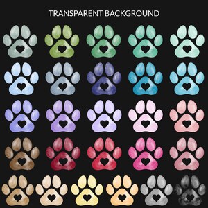 26 Heart Paw PNG Clipart, Dog & Cat Paw Print Heart, Digital Watercolor ...