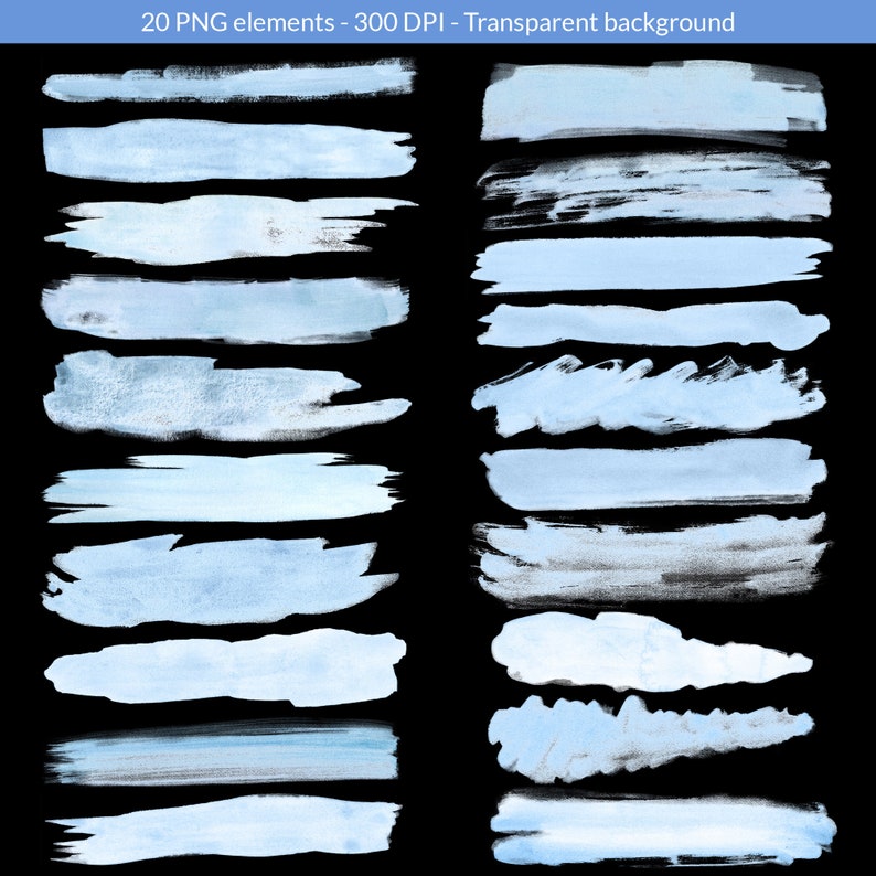 Watercolor Pastel Blue Brush Strokes Clipart | 20 Transparent Png ...