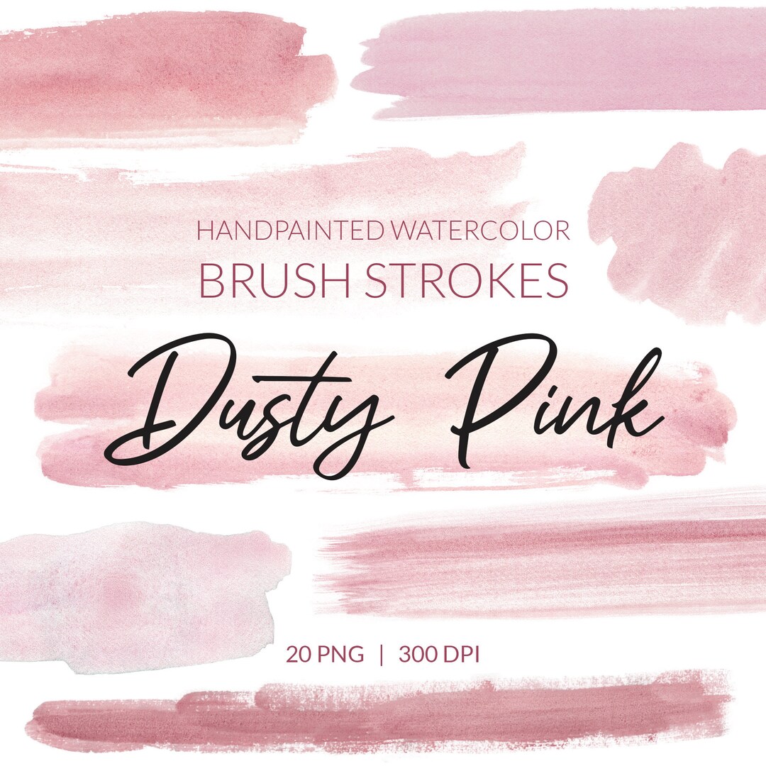 Watercolor Dusty Pink Brush Strokes Clipart | 20 Transparent Png ...
