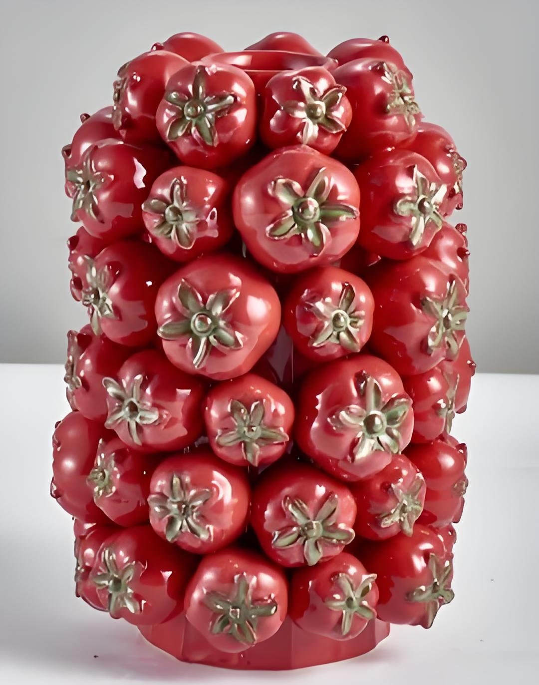 Tomato Vase Red Ceramic Vase for Flowers Decoration Rustic Crimson ...