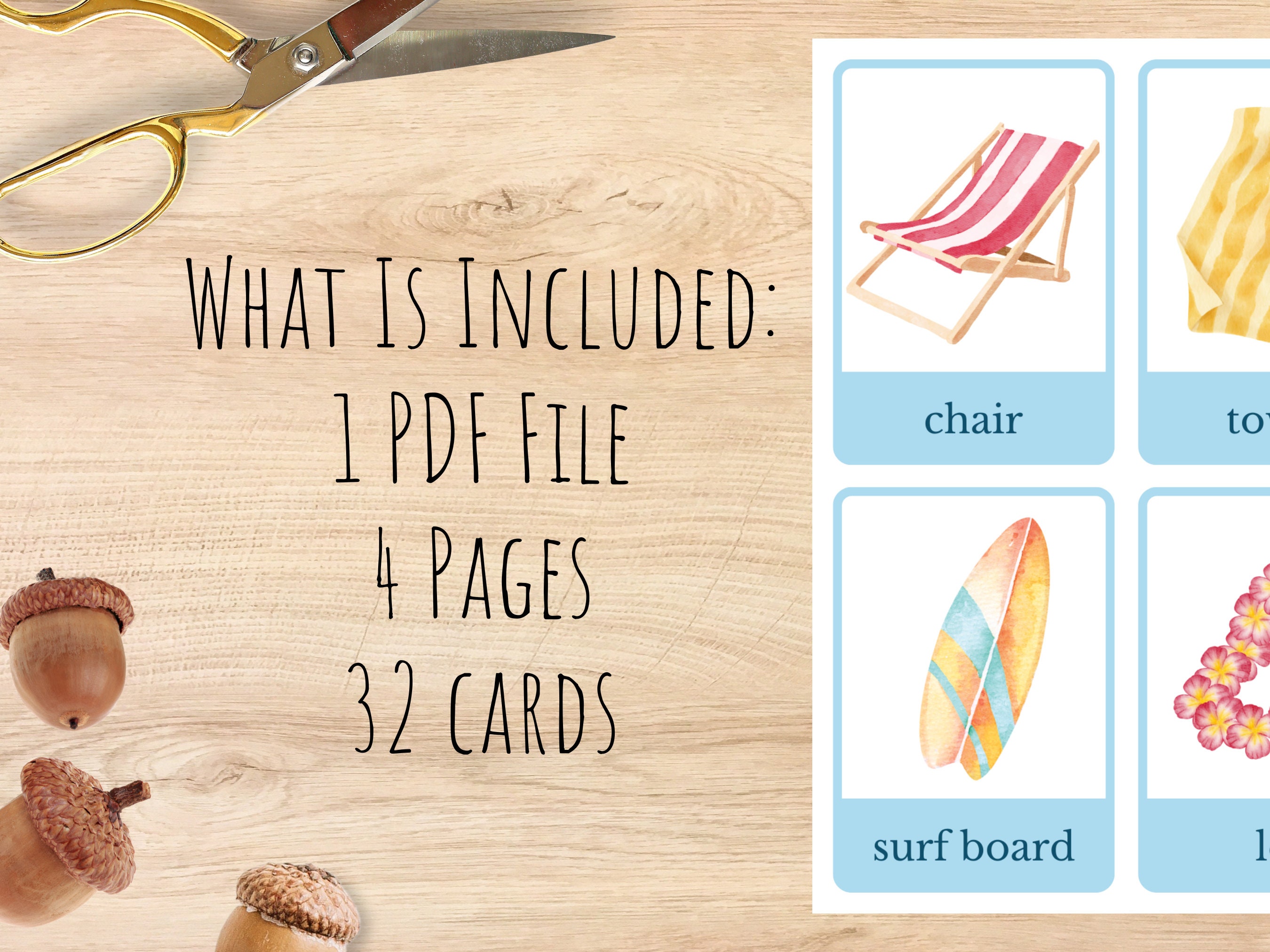 Beach Vocabulary Flash Cards, Seasonal, Homeschool Printable, Summer ...