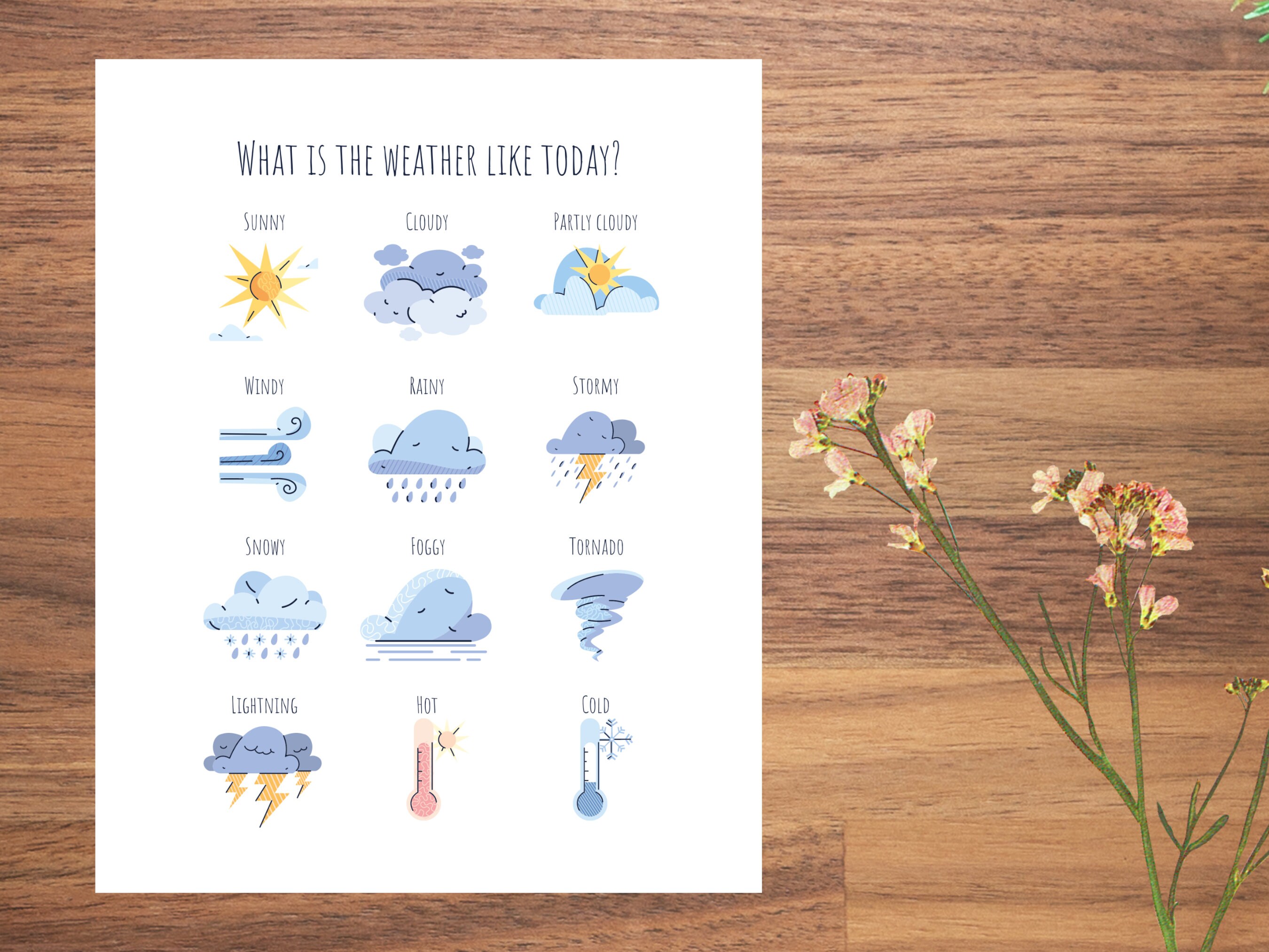What is the Weather Poster, Weather Chart, Homeschool Decor, Montessori ...