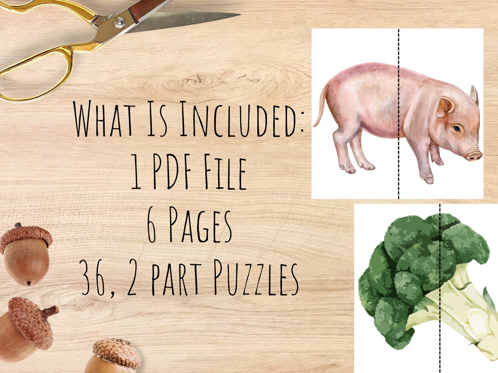 Farm Themed Matching Puzzle Printable, Montessori Learning, Preschool ...