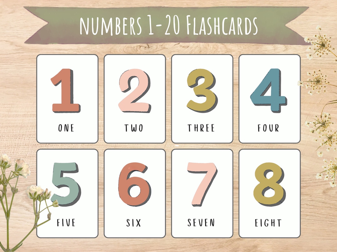 20 Number Flash Cards, Preschool Counting Cards, Number Cards 1-20 ...