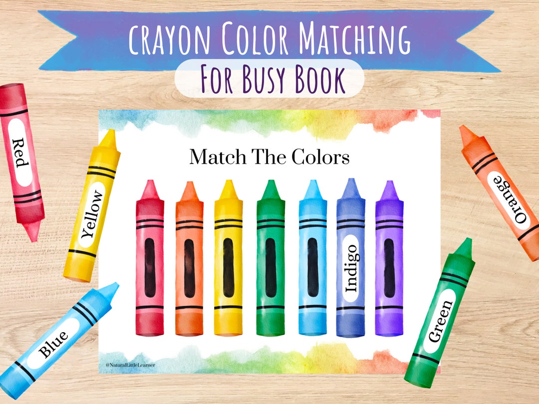Crayon Color Matching Game, Busy Book Printable, Homeschool Worksheet ...
