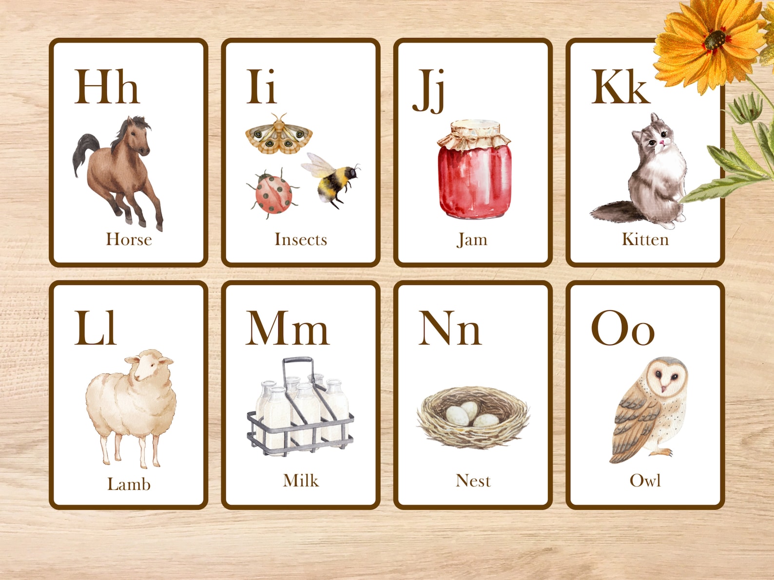 On the Farm Alphabet Flash Cards, Preschool Activity, Montessori ...
