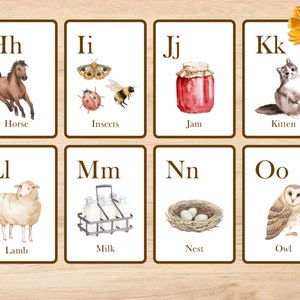 On the Farm Alphabet Flash Cards, Preschool Activity, Montessori ...