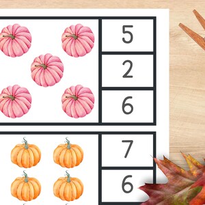 Pumpkin Count and Clip Cards, Counting Cards, Fall, Autumn Flashcards ...