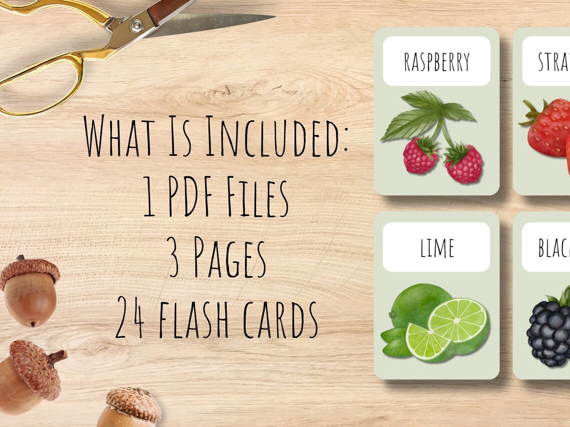 Fruit Identification Flash Cards, Montessori Cards, Nomenclature, Pdf ...