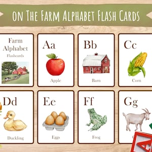 On the Farm Alphabet Flash Cards, Preschool Activity, Montessori ...