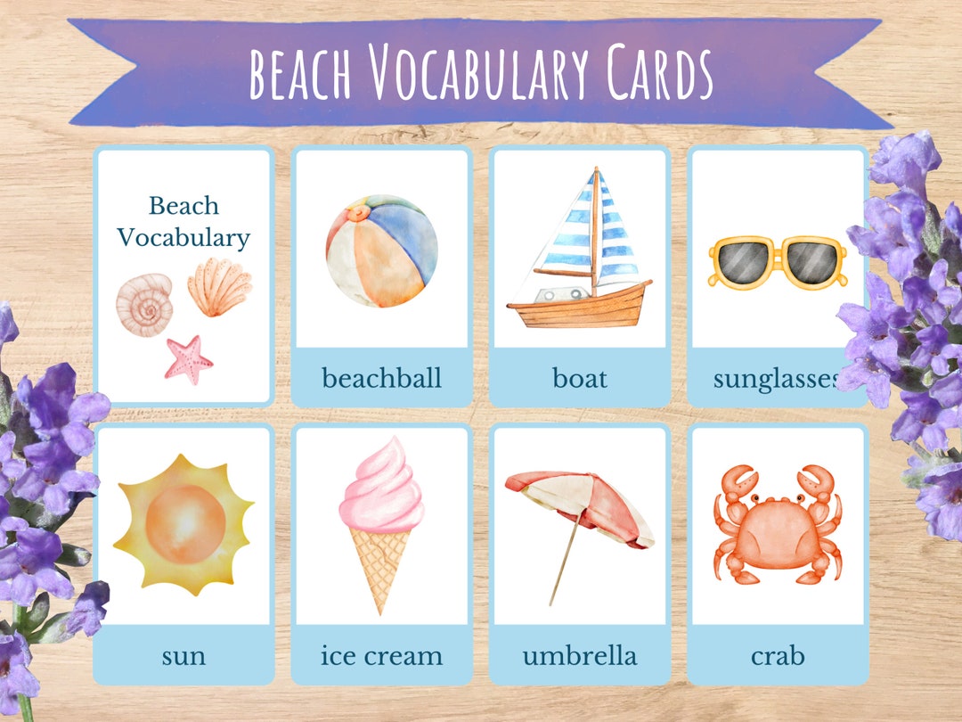 Beach Vocabulary Flash Cards, Seasonal, Homeschool Printable, Summer ...