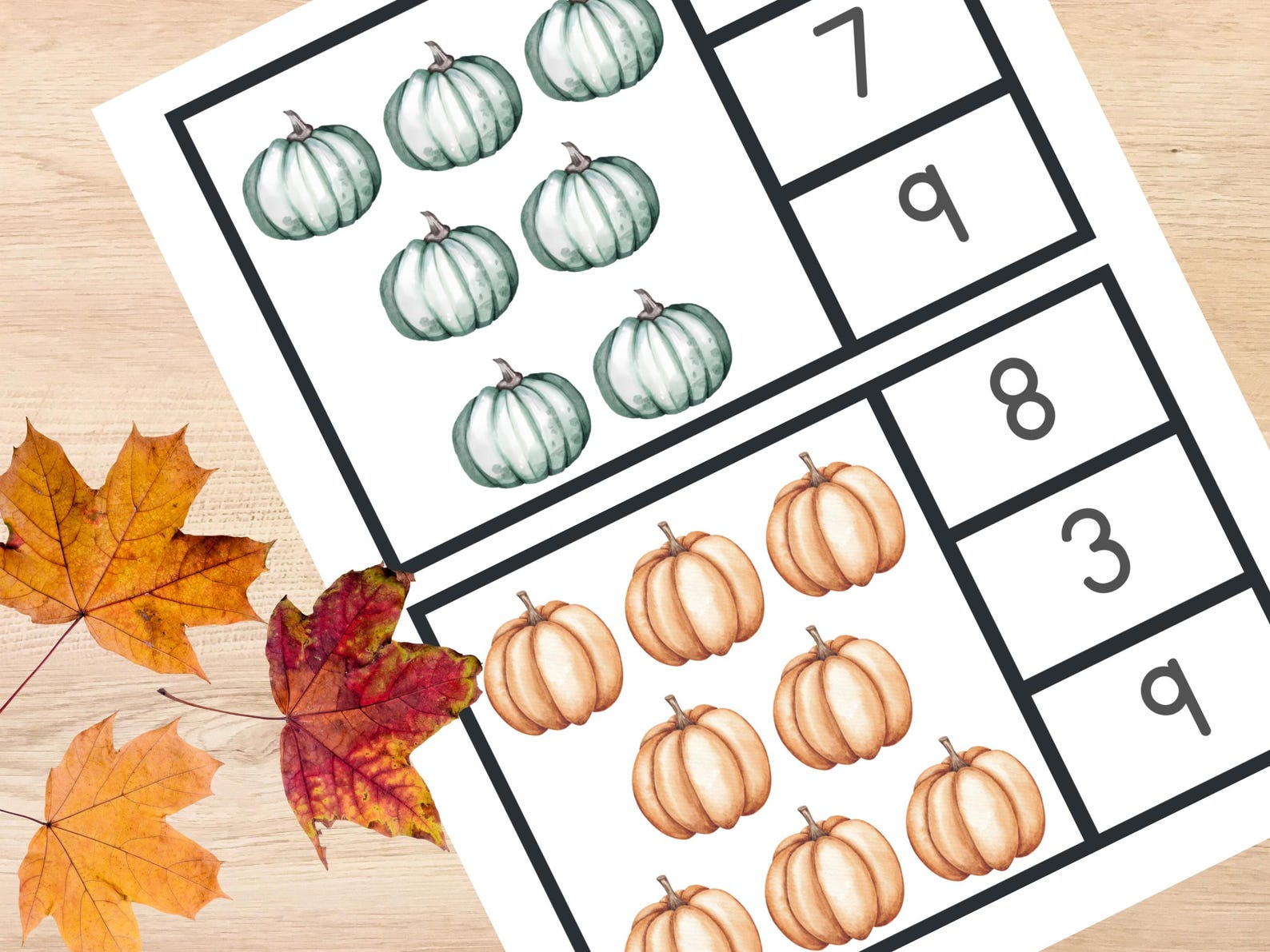 Pumpkin Count and Clip Cards, Counting Cards, Fall, Autumn Flashcards ...
