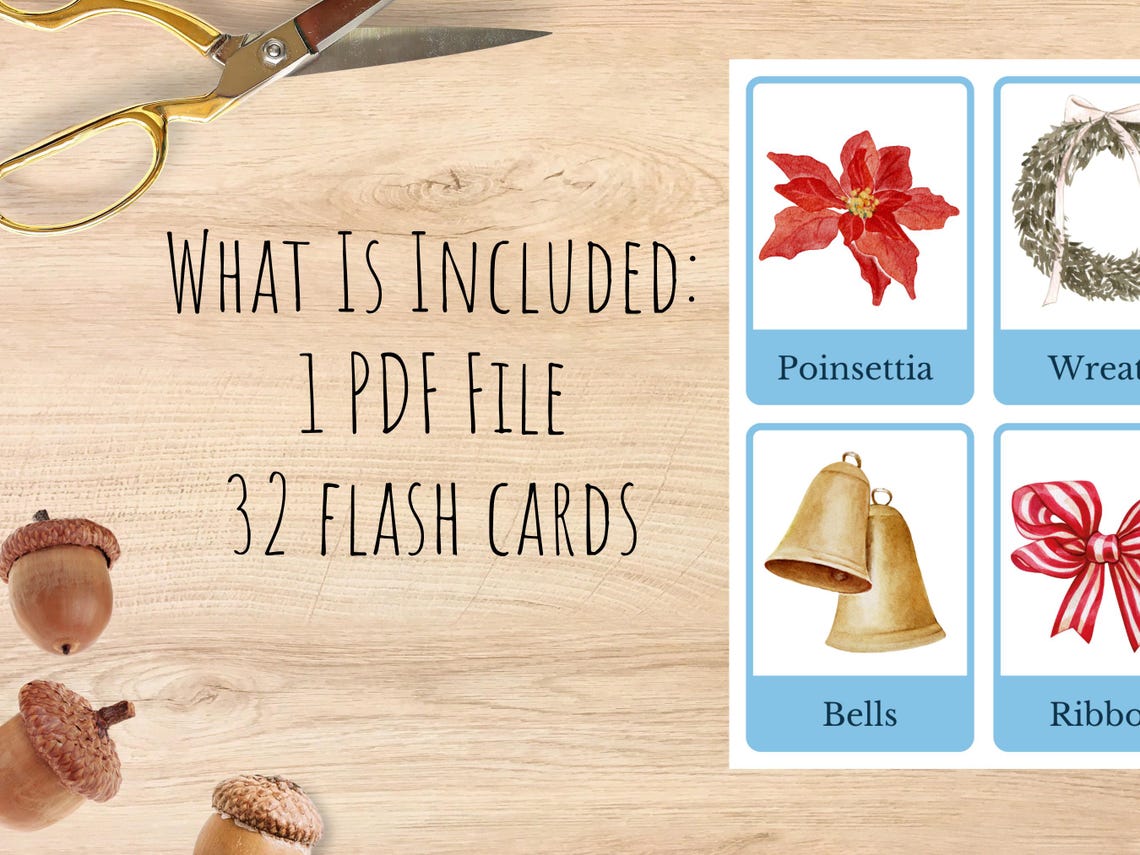 Winter Themed Flashcards, Christmas Vocabulary, Preschool, Kindergarten ...
