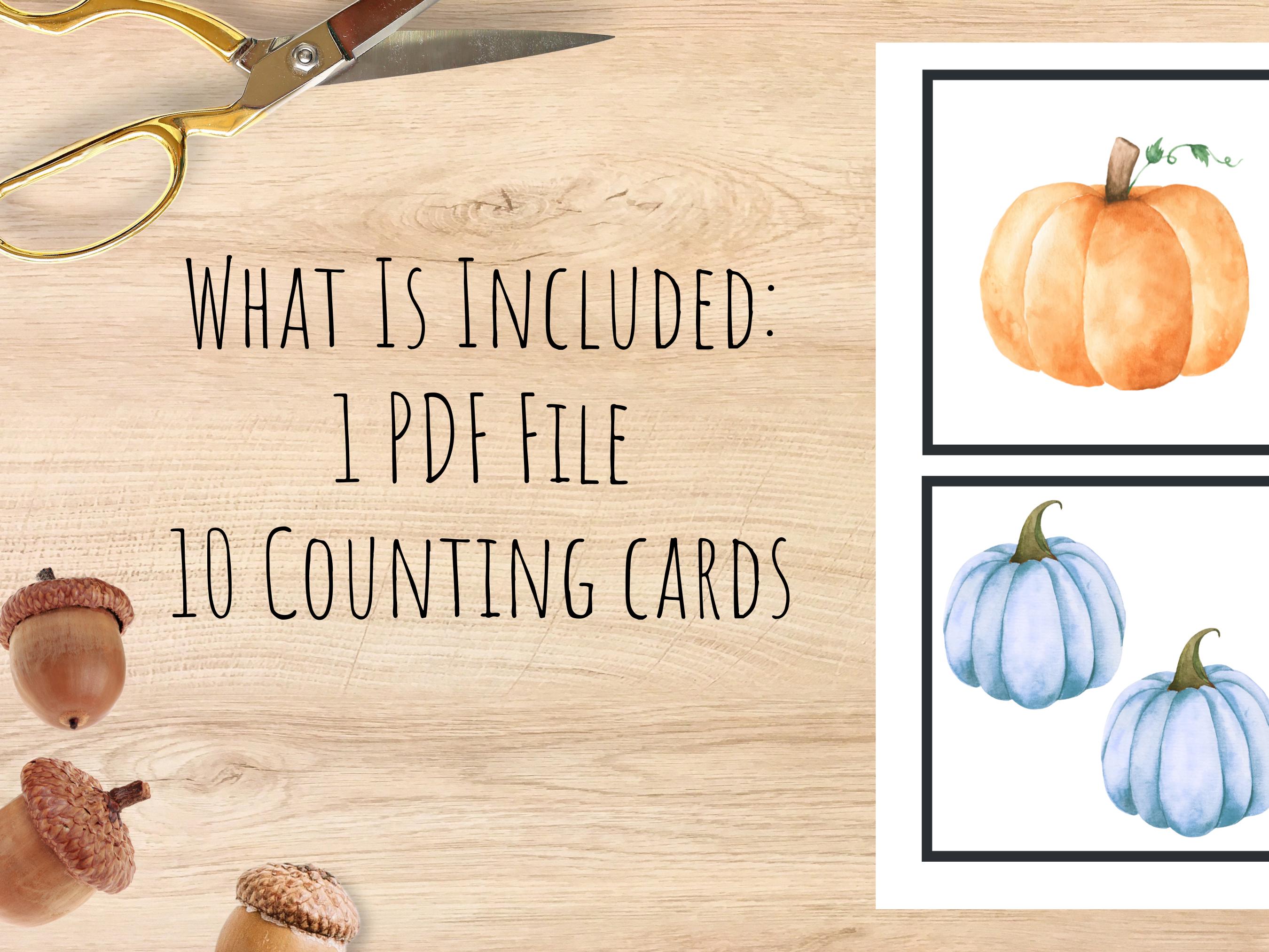 Pumpkin Count and Clip Cards, Counting Cards, Fall, Autumn Flashcards ...