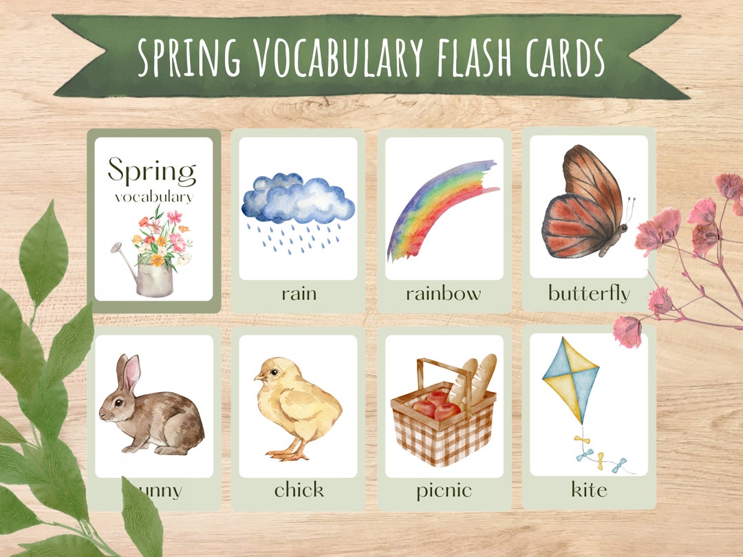Spring Themed Flash Cards, Seasonal Vocabulary, Homeschool Printable's ...