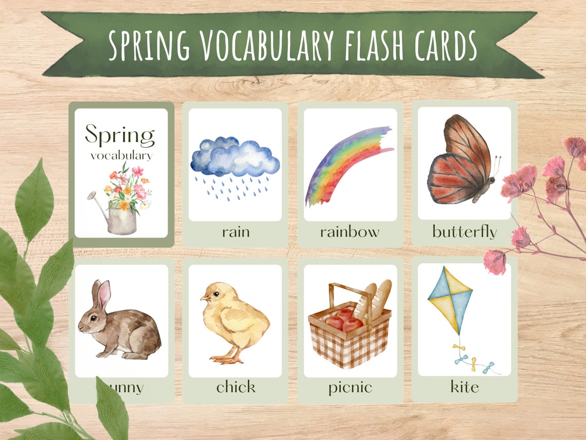 Spring Themed Flash Cards, Seasonal Vocabulary, Homeschool Printable's ...