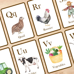 On the Farm Alphabet Flash Cards, Preschool Activity, Montessori ...
