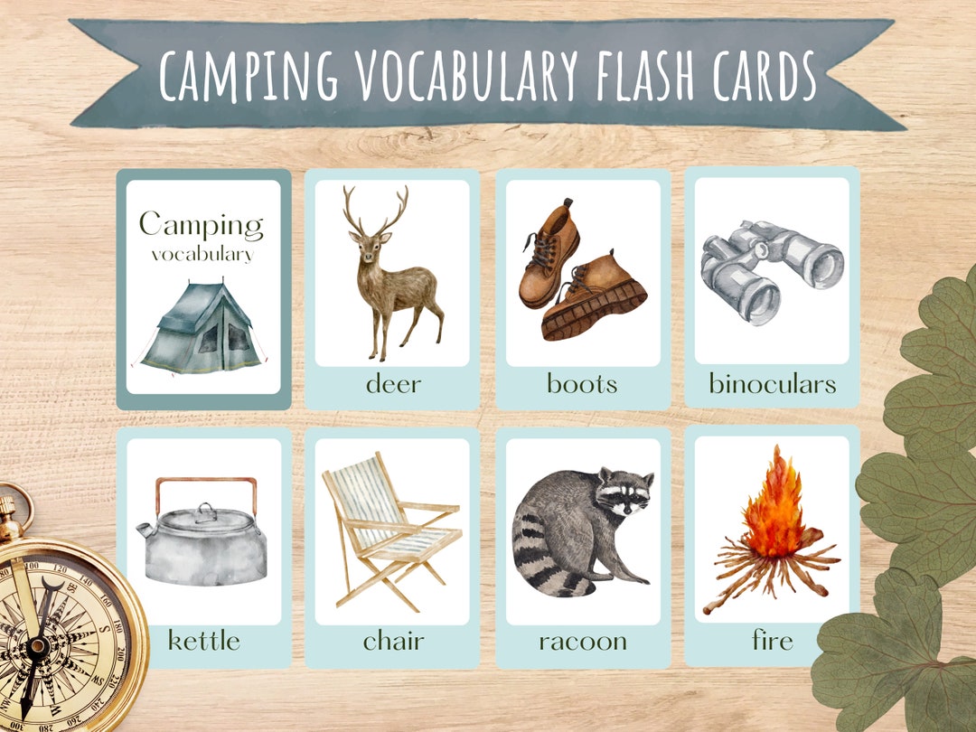 Camping Themed Flash Cards, Seasonal Vocabulary, Homeschool Printable's ...