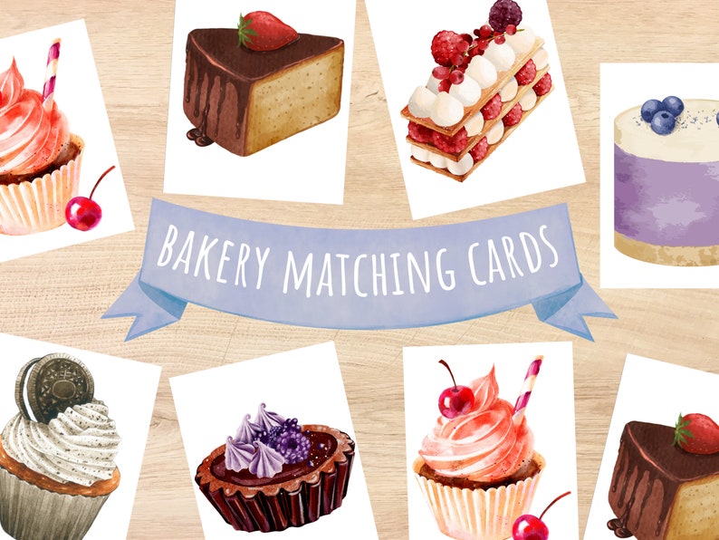Bakery Themed Matching Cards, Montessori Materials Printable, Toddler ...