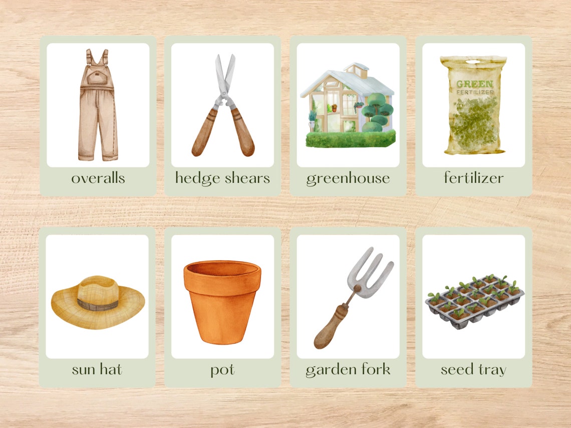 Spring Garden Themed Flash Cards, in the Garden, Montessori Cards ...