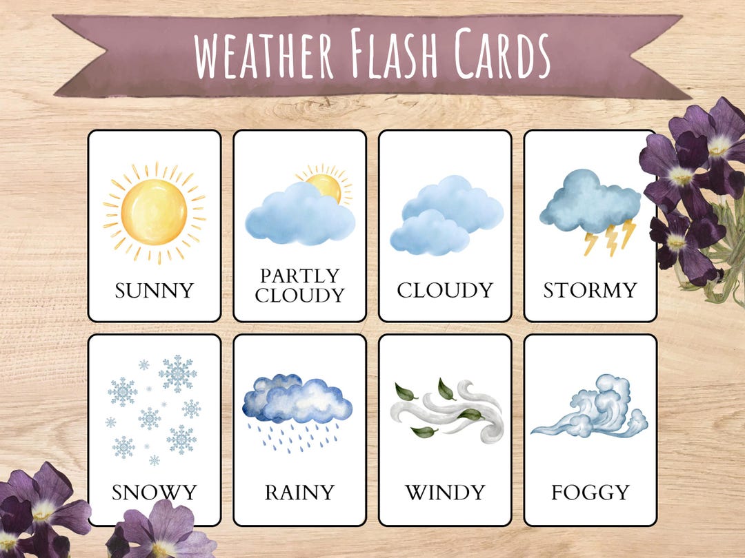 Weather Flashcards, Learn Weather, Toddlers and Preschoolers ...