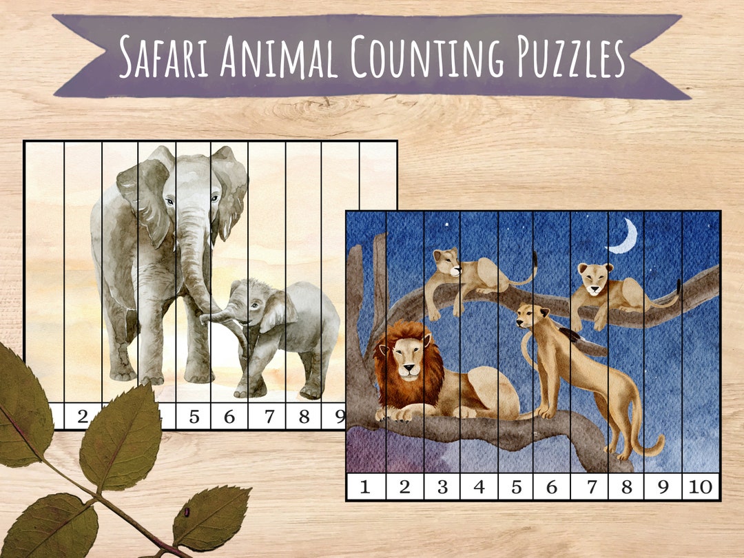 Safari Animal Counting Puzzles, Preschool Digital Download, Montessori ...