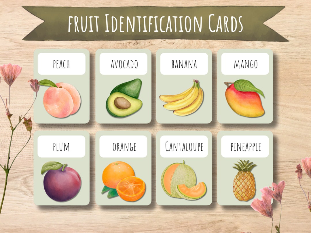 Fruit Identification Flash Cards, Montessori Cards, Nomenclature, Pdf ...