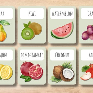 Fruit Identification Flash Cards, Montessori Cards, Nomenclature, Pdf ...