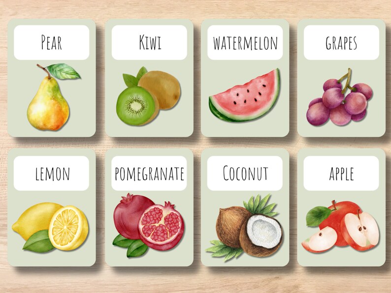 Fruit Identification Flash Cards, Montessori Cards, Nomenclature, Pdf ...